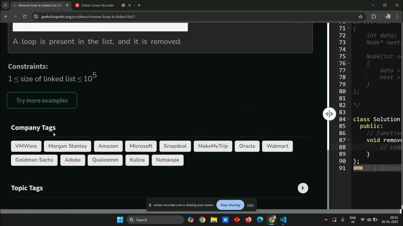 Remove Loop In Linked List GFG POTD (26 JANUARY 2025) - YouTube