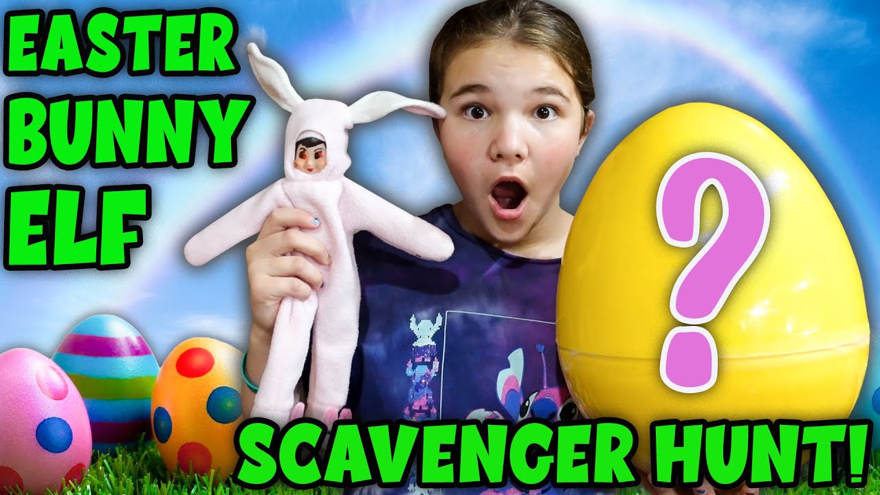 Easter Bunny Elf On The Shelf Scavenger Hunt! What's Inside The Giant ...