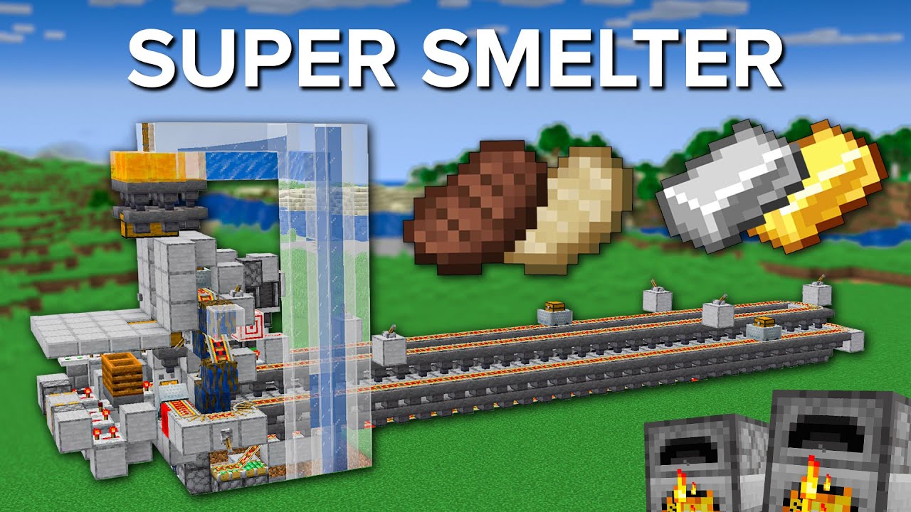 Minecraft Best Super Smelter - 64 Items in 30 Seconds - YouTube