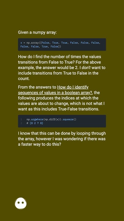 Finding False-True transitions in a numpy array #shorts - YouTube