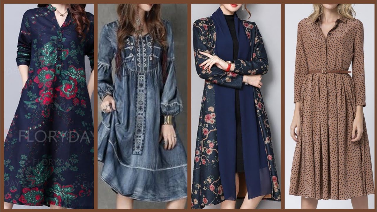 SIMPLE TOP WITH KNEE LENGTH FROCKS DESIGNS || STYLISH OUTFIT IDEAS FOR ...