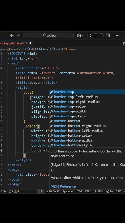Simple Css Loader Animation Animation Cssanimation Coding Html5 Vscode Css Yt Shorts