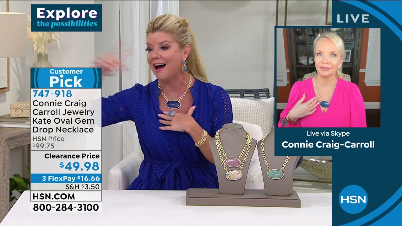 Connie Craig Carroll Jewelry Kate 193/4" Oval Gemstone D... - YouTube