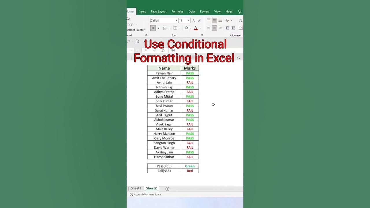 Use Conditional formatting in Excel #shortvideo #spreadsheet #viralreels #viralvideo # ...