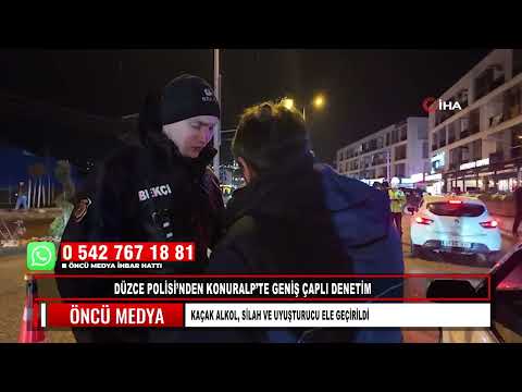 DÜZCE POLİSİ’NDEN KONURALP’TE GENİŞ ÇAPLI DENETİM KAÇAK ALKOL, SİLAH VE UYUŞTURUCU ELE GEÇİRİLDİ