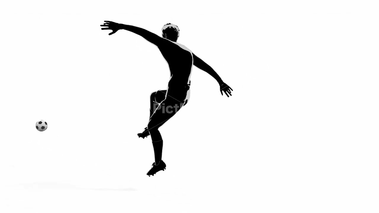 00047 サッカーボールを蹴る。フットボールの試合。シルエットの男性のアクション。ボールのアップ画面。 Youtube