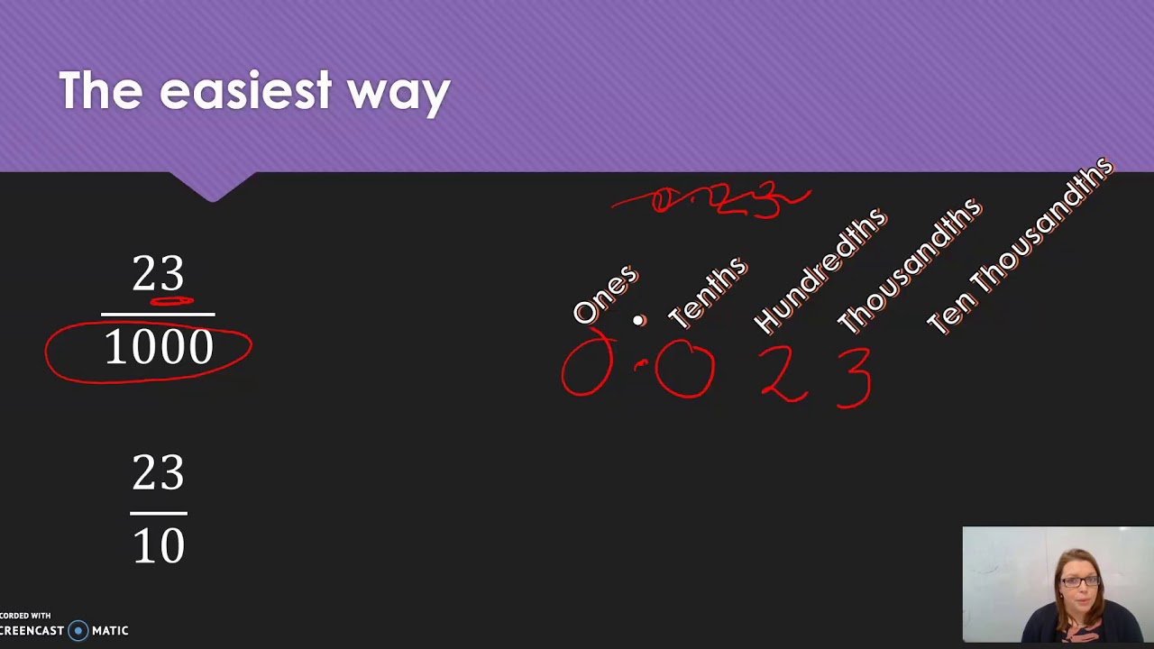 Converting fractions to decimals (1) with a denominator of 10 or 100 ...
