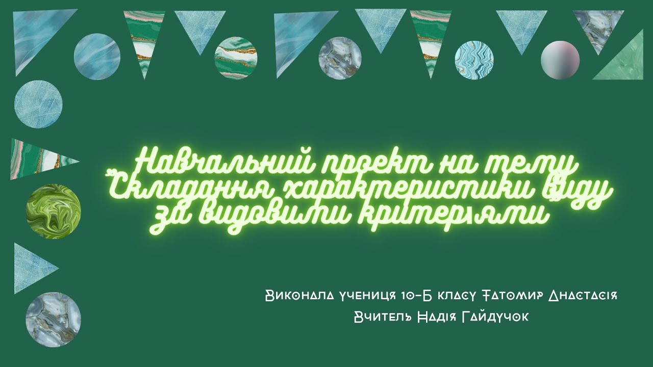 Навчальний проект на тему Складання характеристики виду за видовими