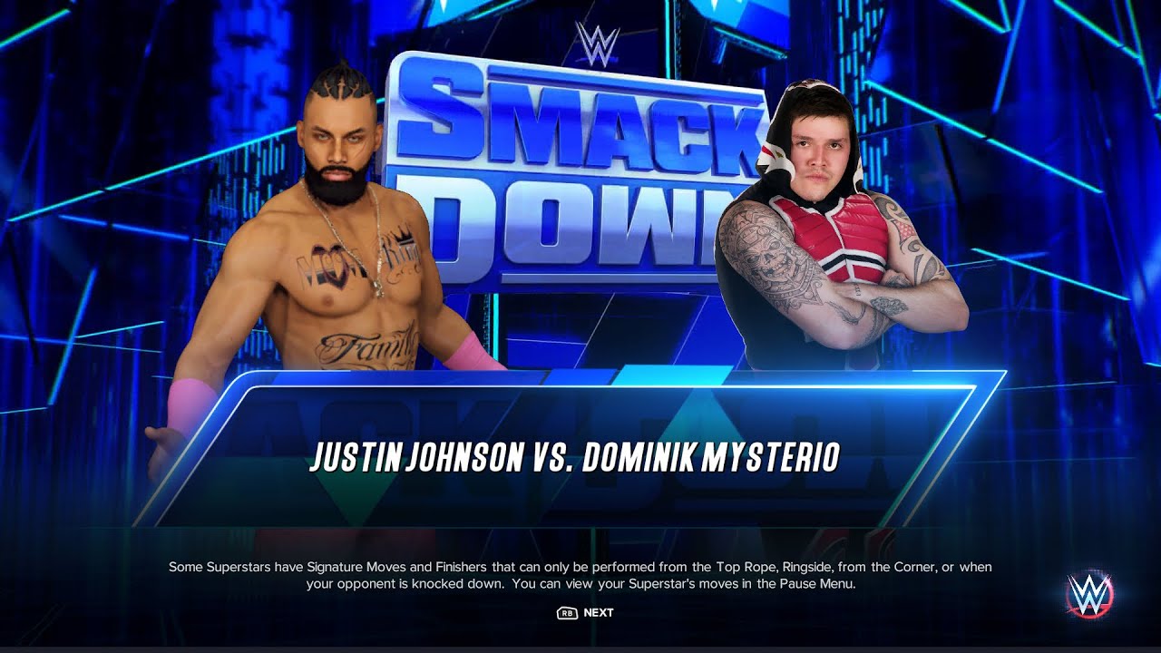 WWE2K23 Justin Johnson vs Dominik Mysterio in a Normal Match on Friday ...