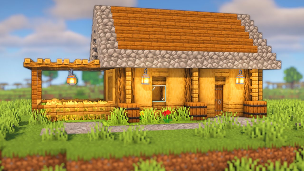 How to build: a Small Simple Starter House Minecraft Tutorial - YouTube