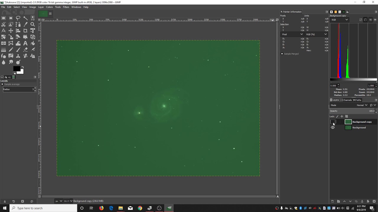 How to Manual Color Balance an LPS filtered Astro Photo using GIMP ...
