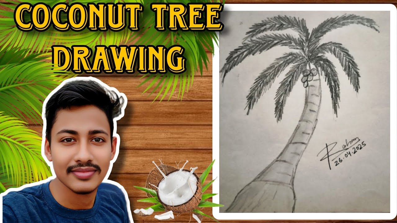 How to draw Coconut Tree | Nariyal ka ped kaise banaye | Easy Coconut ...