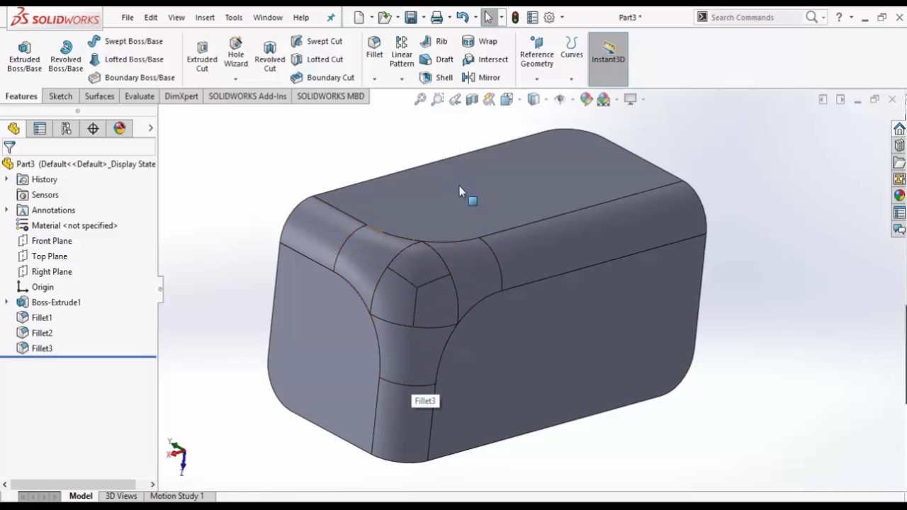 Bài 20 Nhóm lệnh hiệu chỉnh mô hình Fillet, Chamfer trong Solidworks ...