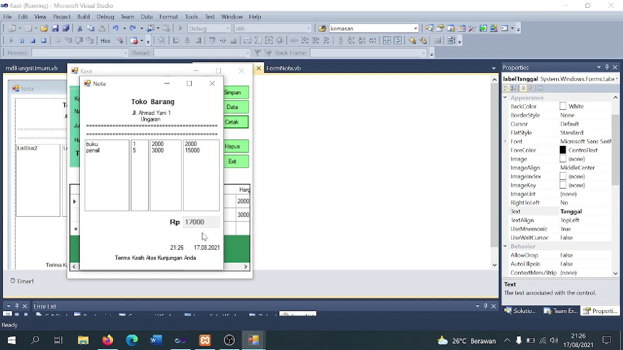 Aplikasi Kasir dan Nota menggunakan Microsoft Visual Studio (VB.Net ...