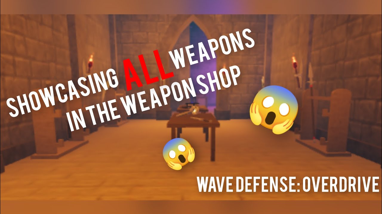 Showcasing ALL weapons in weapon shop in Roblox Wave Defense: Overdrive ...