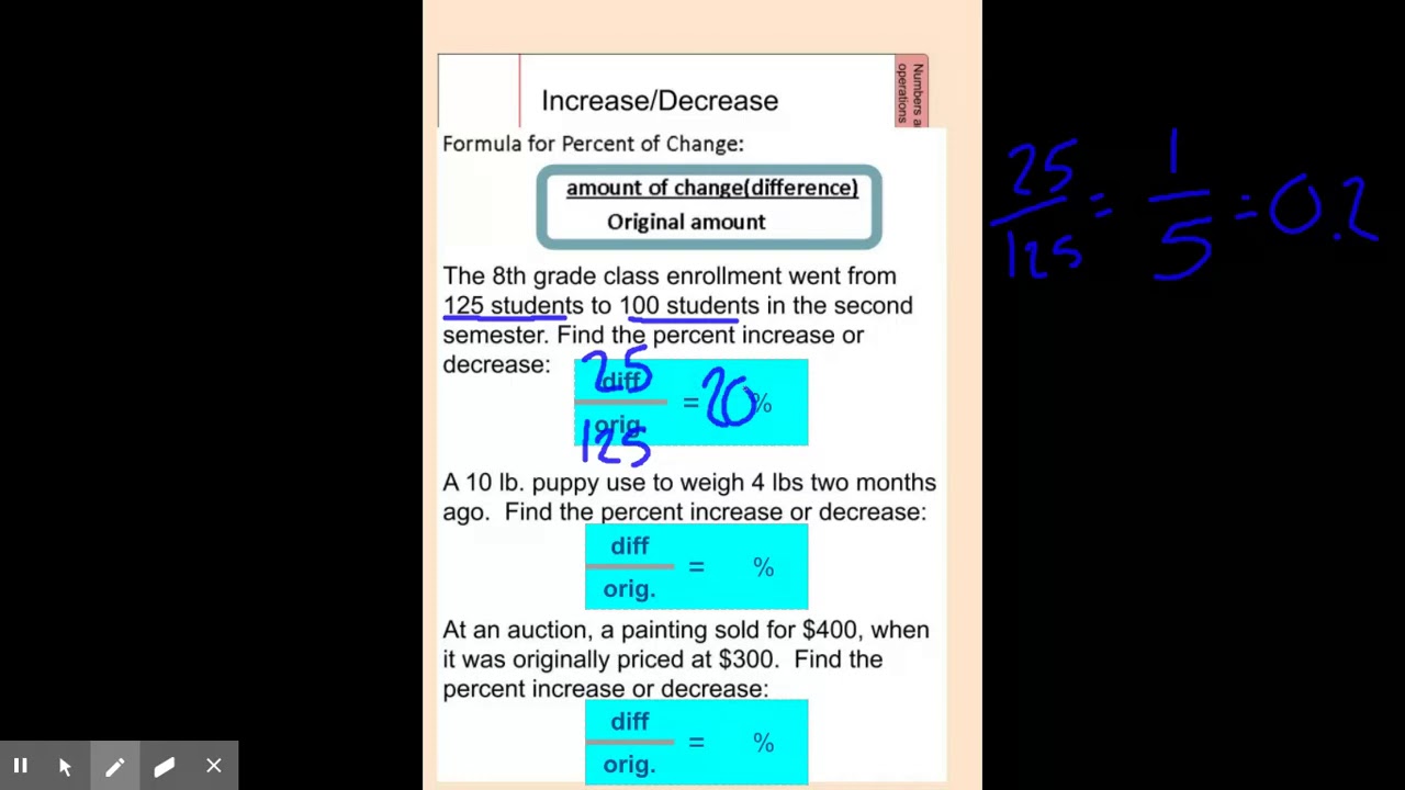 Percent Increase Decrease - YouTube