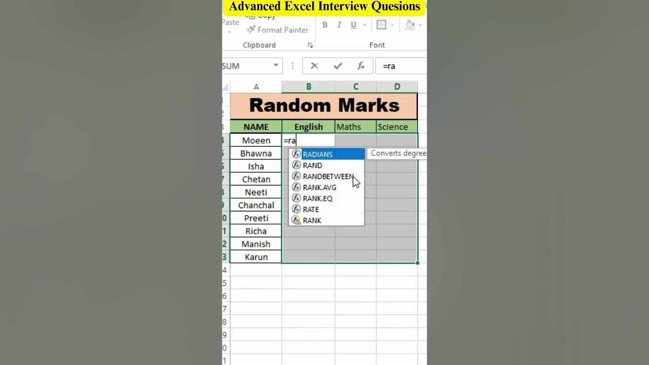 How to Generate Random Marks in Excel with RANDBETWEEN – Quick & Easy! - YouTube