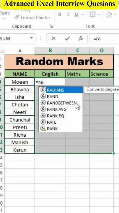 How to Generate Random Marks in Excel with RANDBETWEEN – Quick & Easy! - YouTube