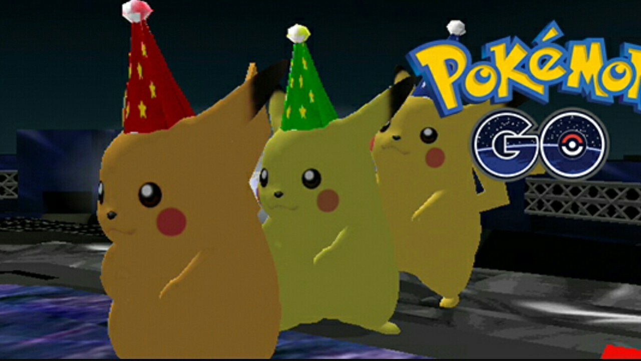 catching a party hat pikachu. special event pikachu ( pokemon day ...