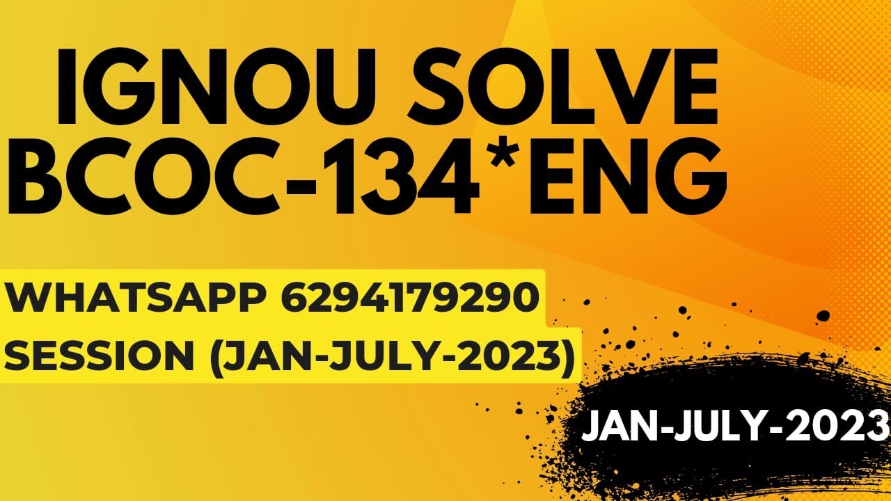 bcoc-134 solved assignment 2022-23 / bcoc-134solved assignment 2023 in ...
