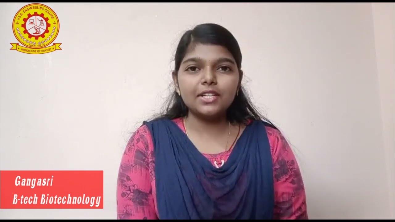 Bio Technology Alumni review about VSB Engineering College - YouTube