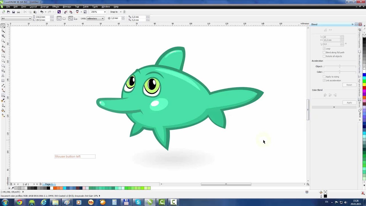 CorelDraw Tutorial: Draw a Cartoon Dolphin - YouTube