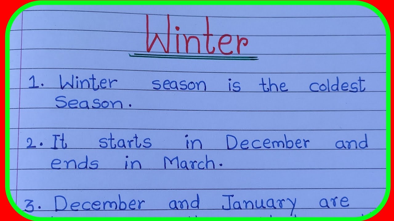 10 Lines Essay on Winter Season in English|winter essay in English|my ...
