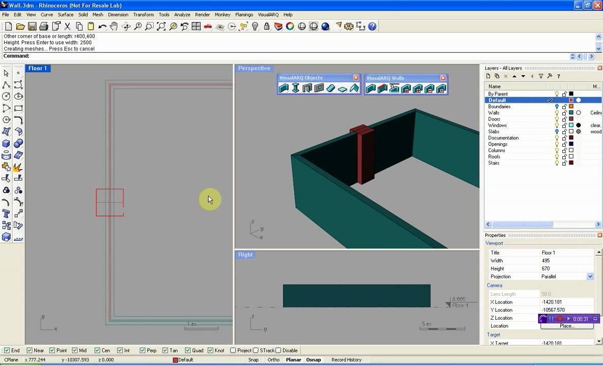 VisualARQ 1. Add a Solid to a Wall - YouTube