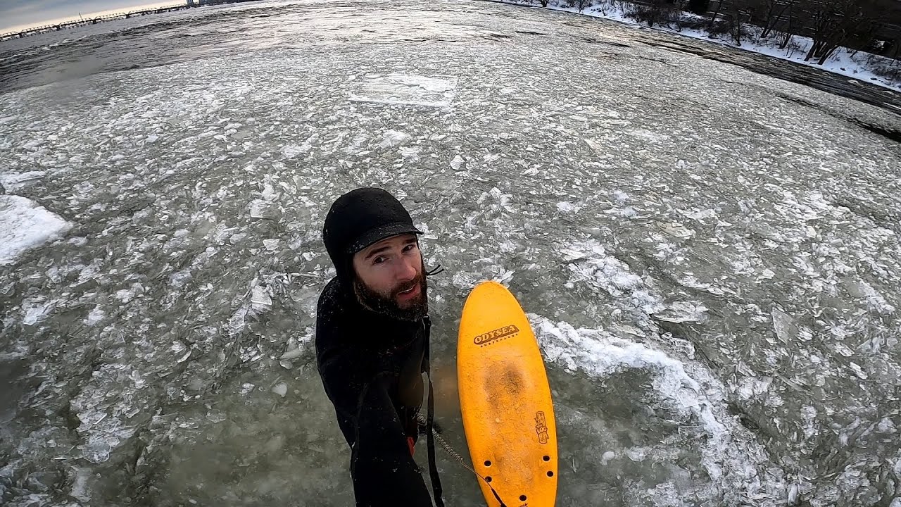 ICE SURFING RAW POV - Dangerous River Surfing Session in Freezing ...