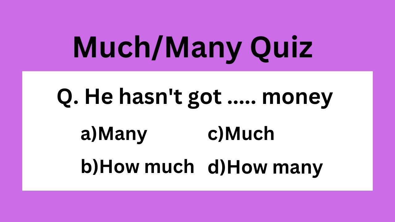 5:5:5 ENGLISH QUIZ. Much/Many quiz. - YouTube