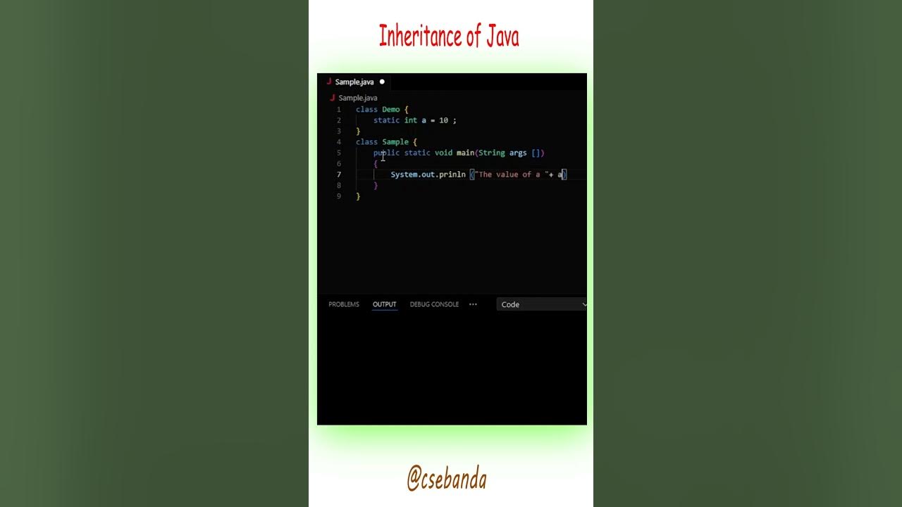 INHERITANCE PRACTICAL || @CSEBANDA #javaprogramming #javascript #coding #shortvideo #shorts # ...