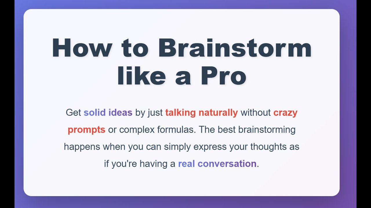 How To BrainStorm like a Pro( With ChatGPT - YouTube