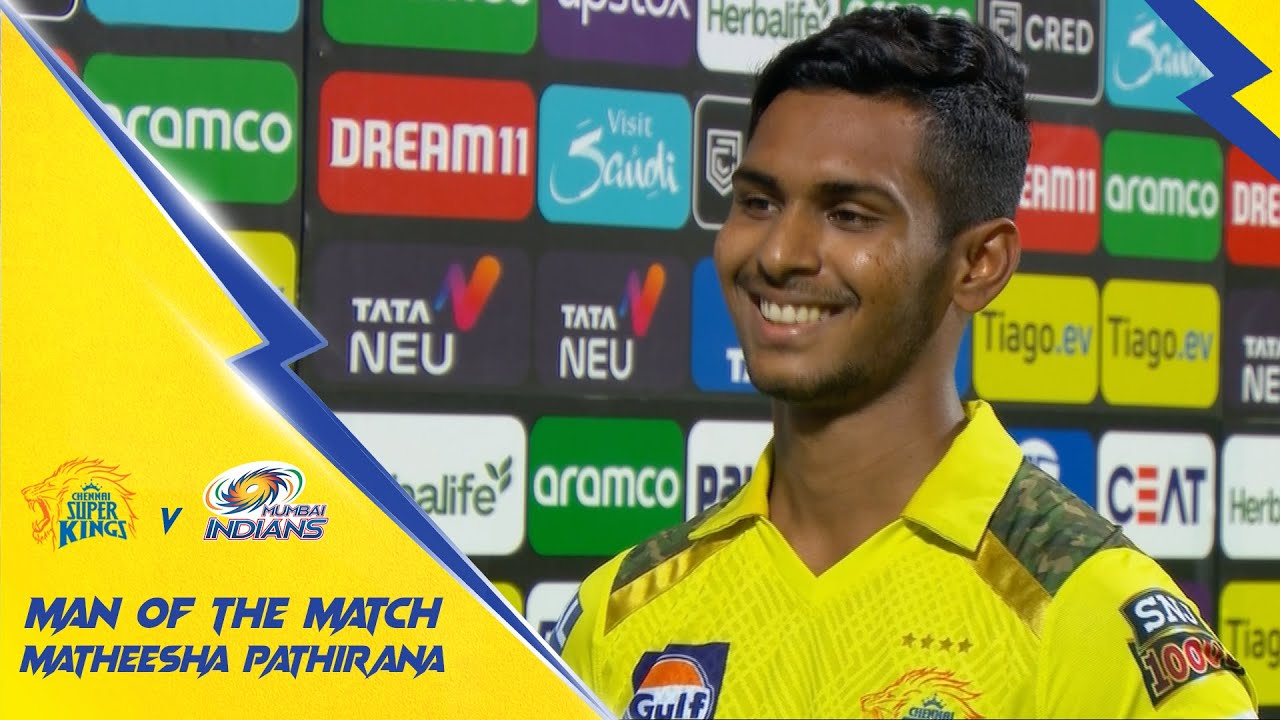 Matheesha Pathirana - Player of the Match - #CSKvMI Chepauk, 2023 - YouTube