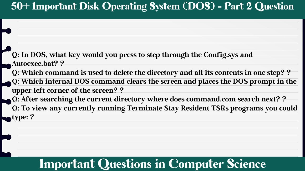MCQ Questions Disk Operating System (DOS) - Part 2 with Answers - YouTube