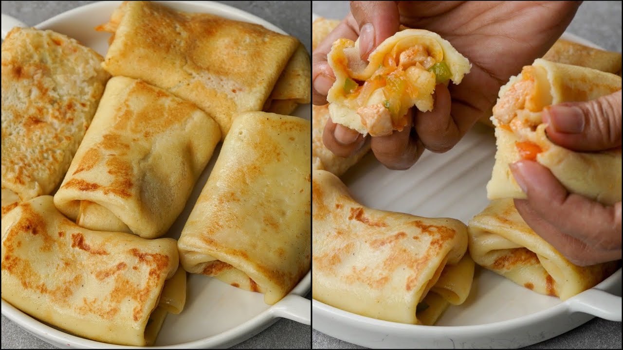 Easy Chicken Wrap Recipe | Chicken Crepe Snacks | Crepe With Chicken ...