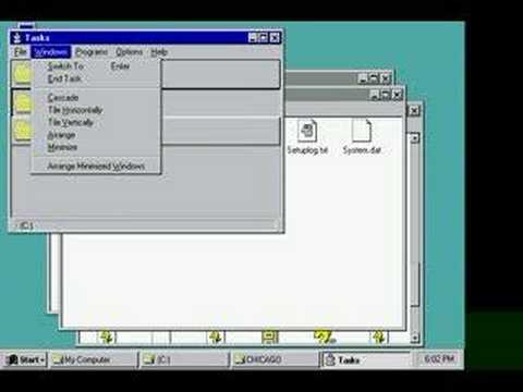 Windows Chicago - build 81 (first boot) - YouTube