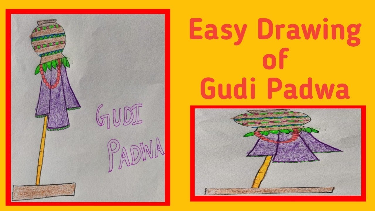 Easy Drawing of Gudi Padwa || How to draw gudi padwa easily - YouTube