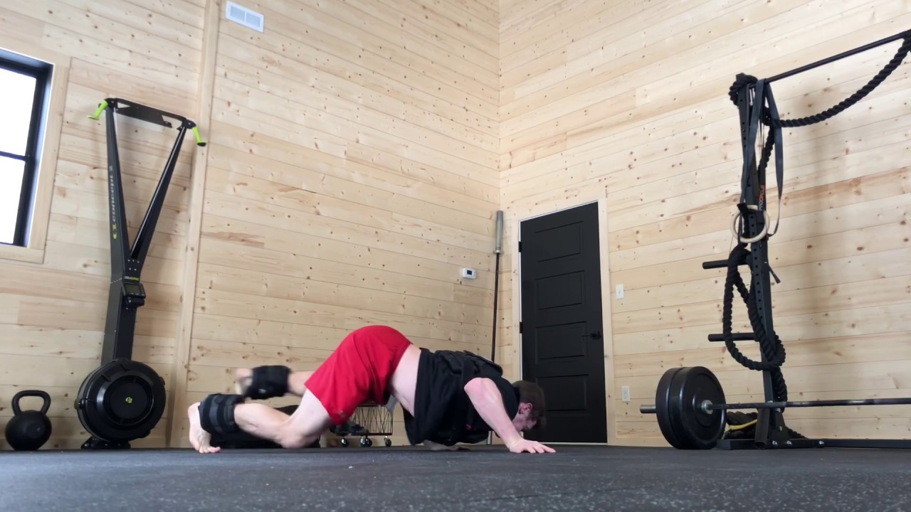 Advanced Weighted Lizard Crawl Exercise (wearing 80lbs of extra weight ...