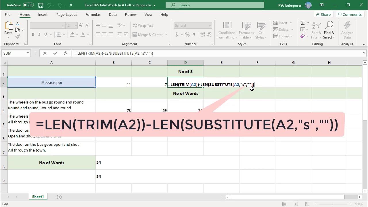 How to Count number of Words in a Cell or Range of Cells in Excel ...