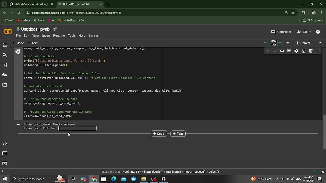 PIAIC ID card generate with use on Google Colab - YouTube