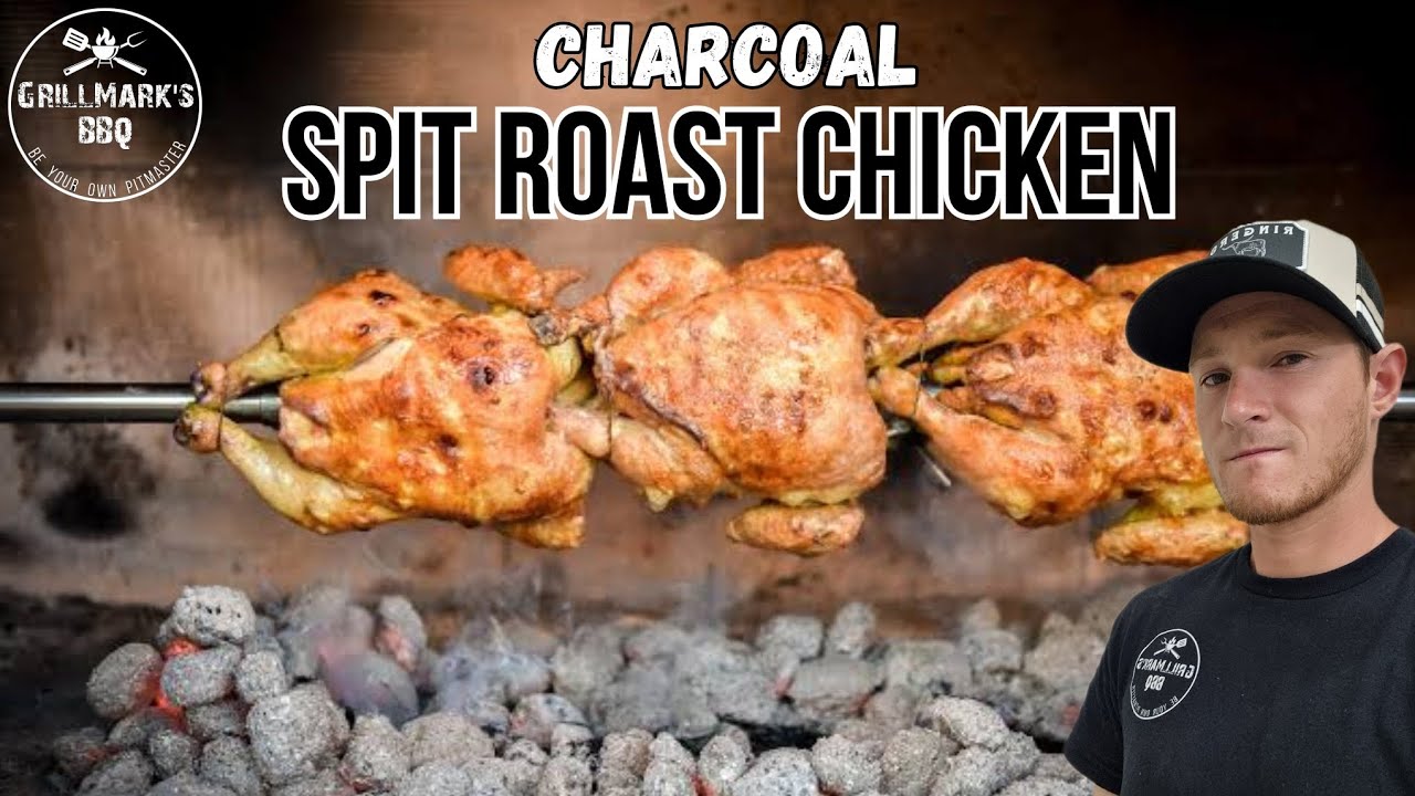 How to Roast a Whole Chicken on a Charcoal Spit Rotisserie - YouTube