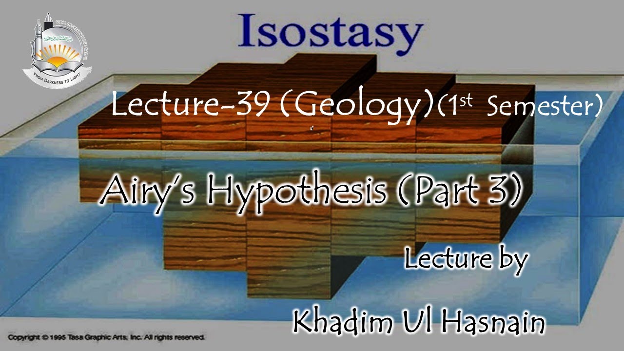 Lecture 39 Isostasy Airy's Hypothesis, Semester 1st - YouTube