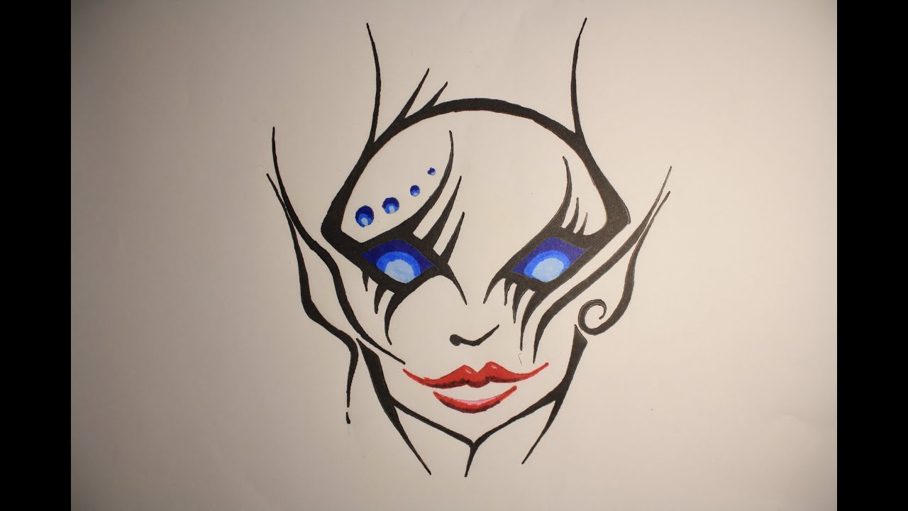 How to draw a tribal face - YouTube