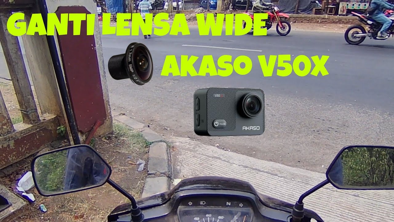 ganti lensa wide AKASO V50X - YouTube