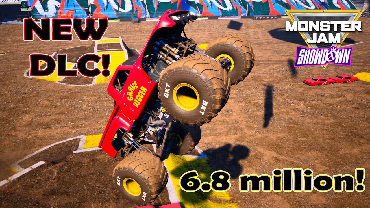 Monster Jam Showdown NEW DLC - Red Grave Digger 6.8 Million Freestyle! - YouTube