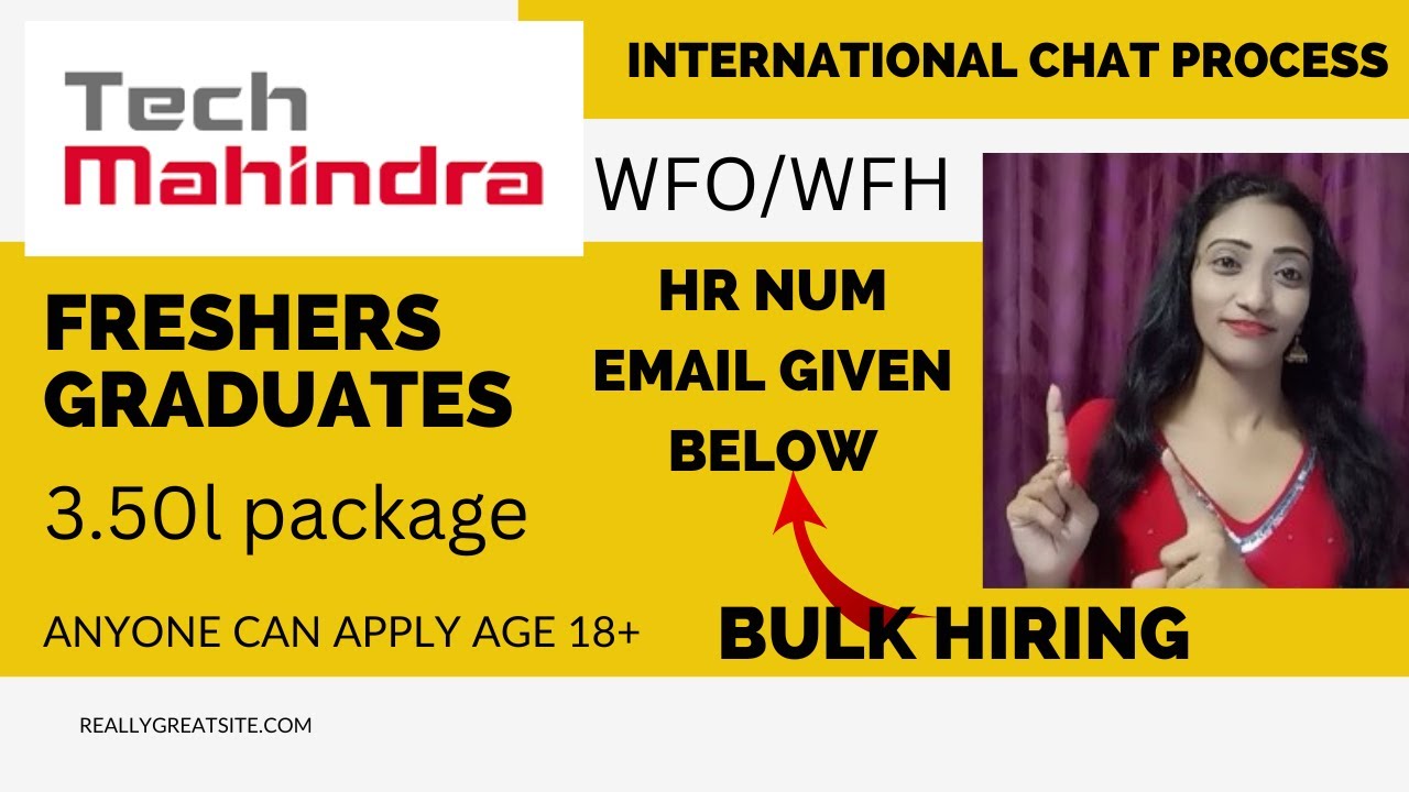 TECH MAHINDRA Hiring WFO/WFH | Chat Job | Tech Mahindra Chat Support job |Best Work From Office ...