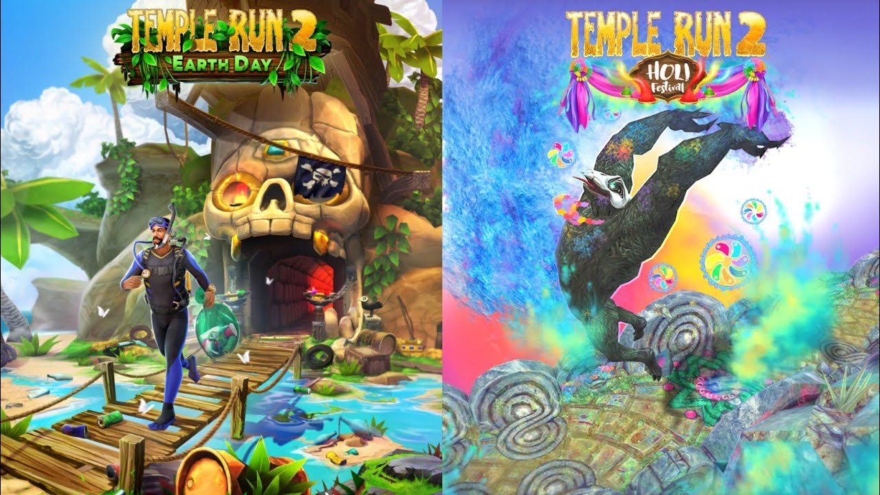 Temple Run 2 Earth 🌎 Day 2023 Vs Holi Festival Map - YouTube