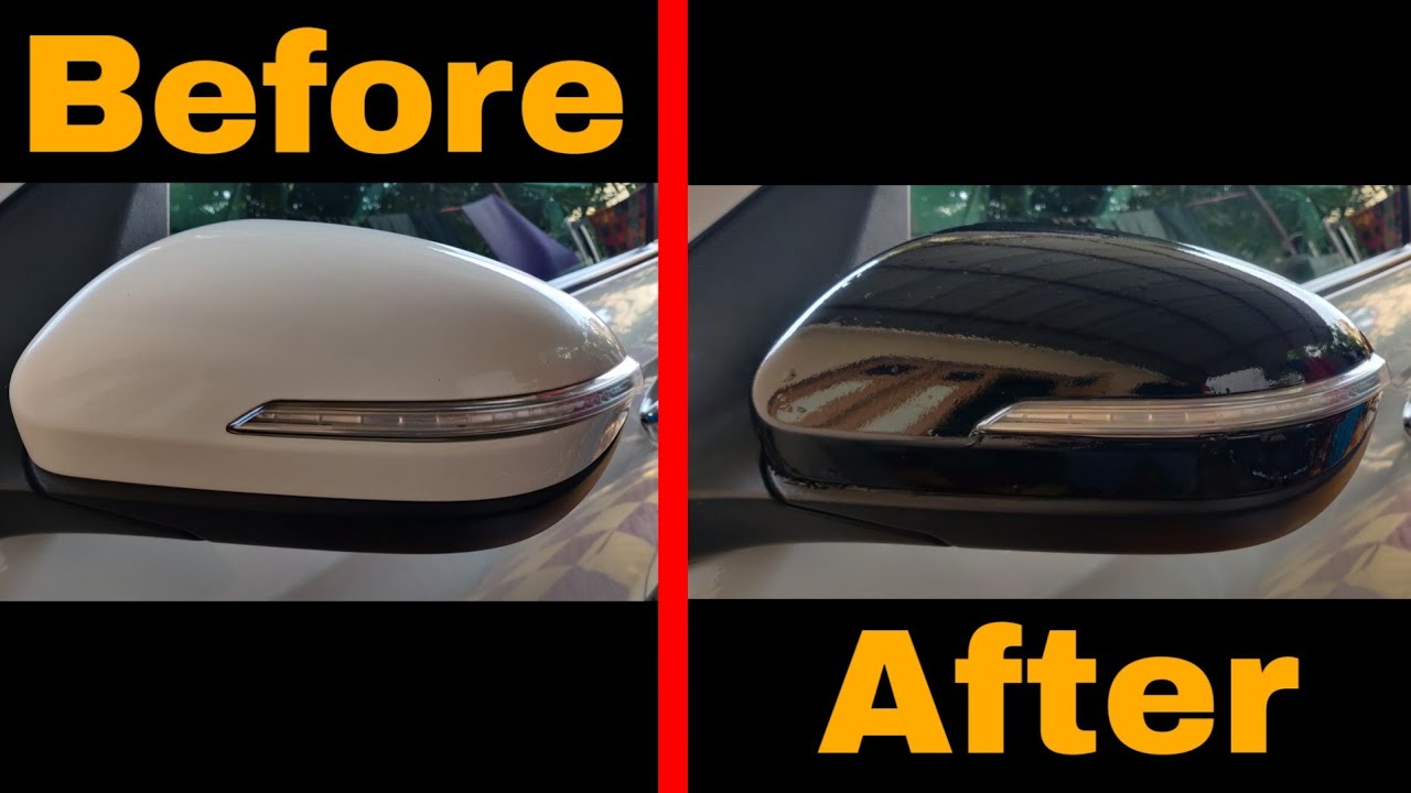 Wrapping Side view mirror | ORVM mirror wrapping | Black wrap on ...