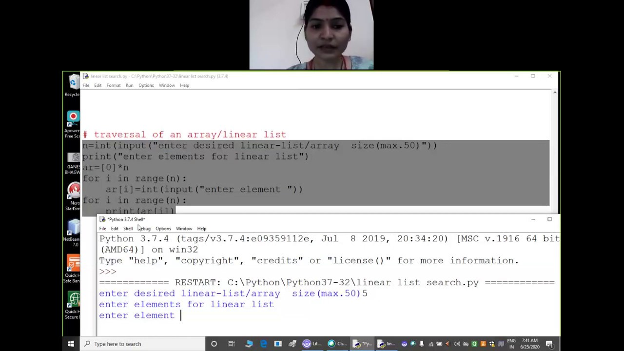 Traversal of a linear list in python by Monika , PGT(CS) - YouTube