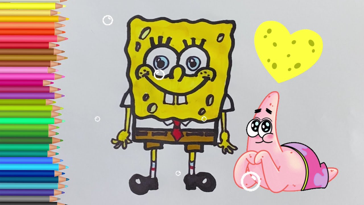 How to draw SpongeBob SquarePants | step by step Easy Drawing ...